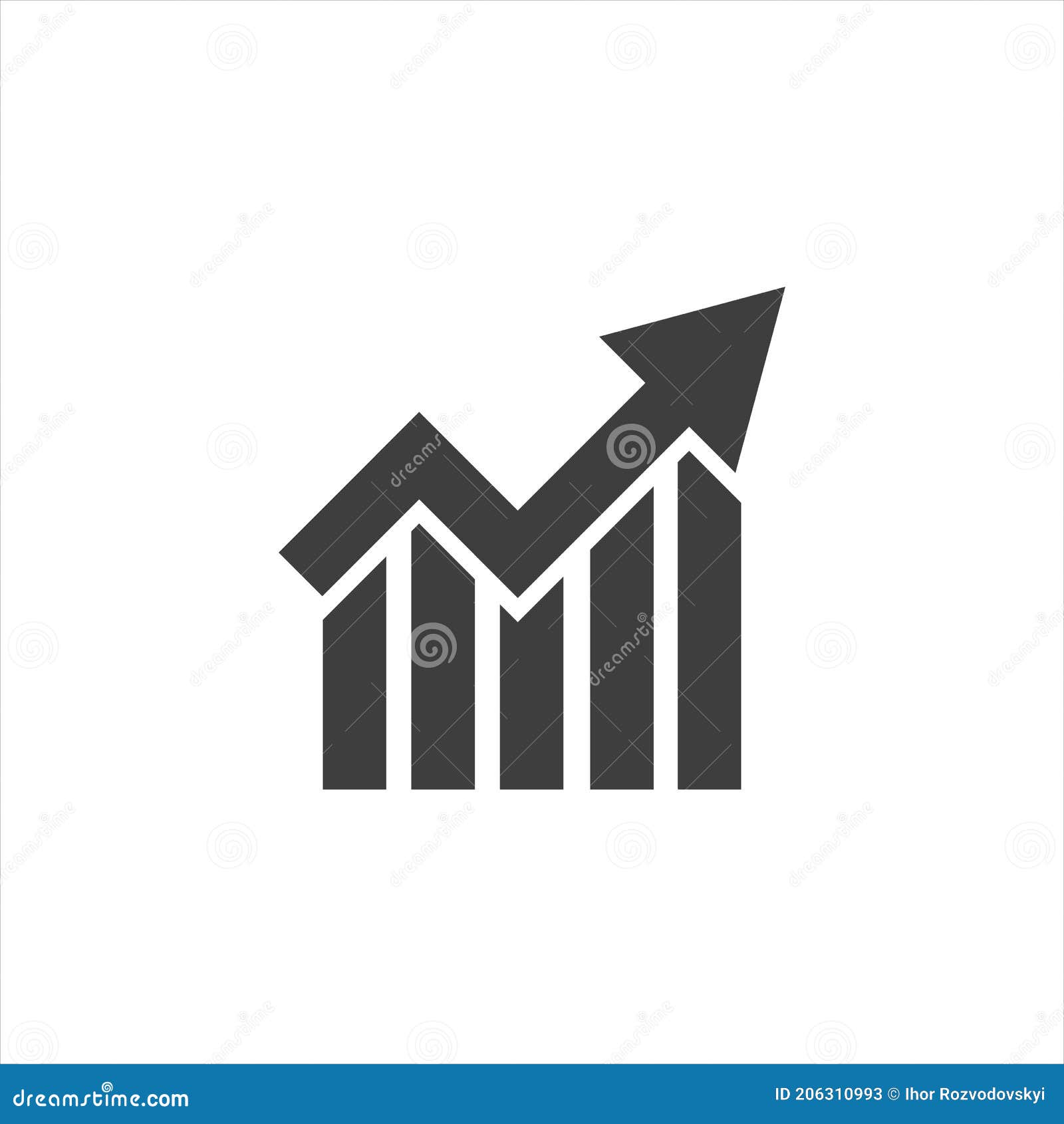 Single Arrow Growing Pointing Up on Chart Graph Bars Icon, Success ...