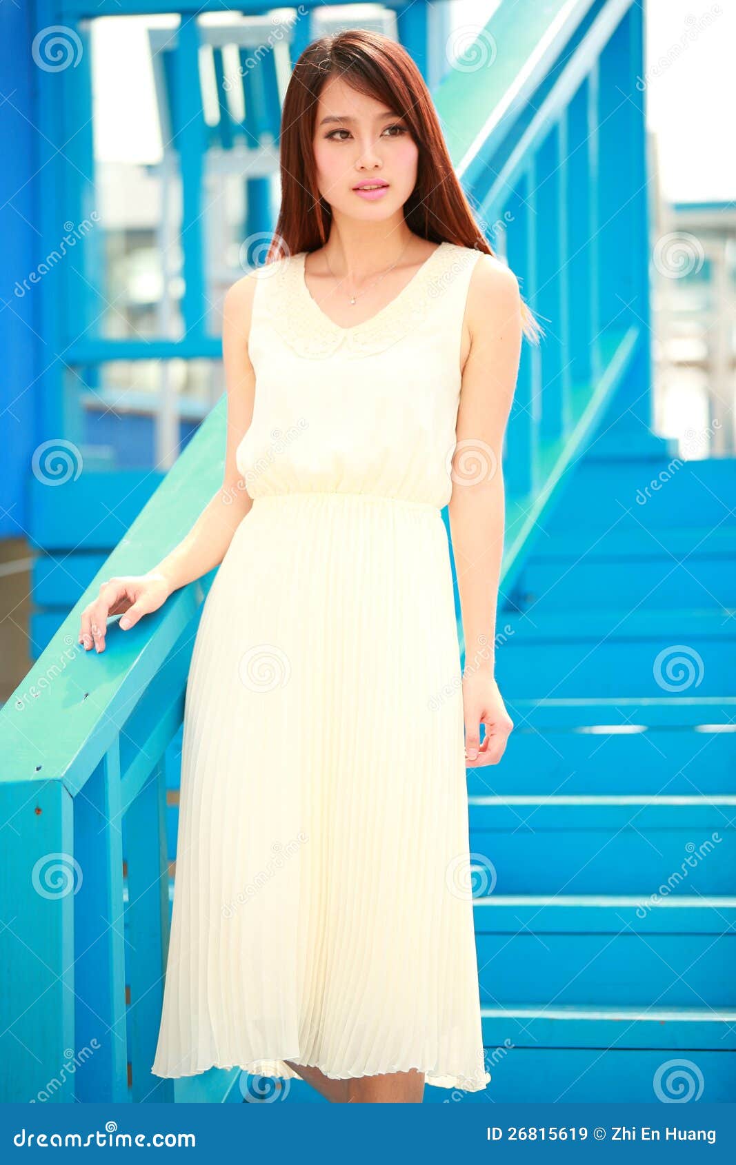 Single asian young woman stock image. Image of hand, smile - 26815619