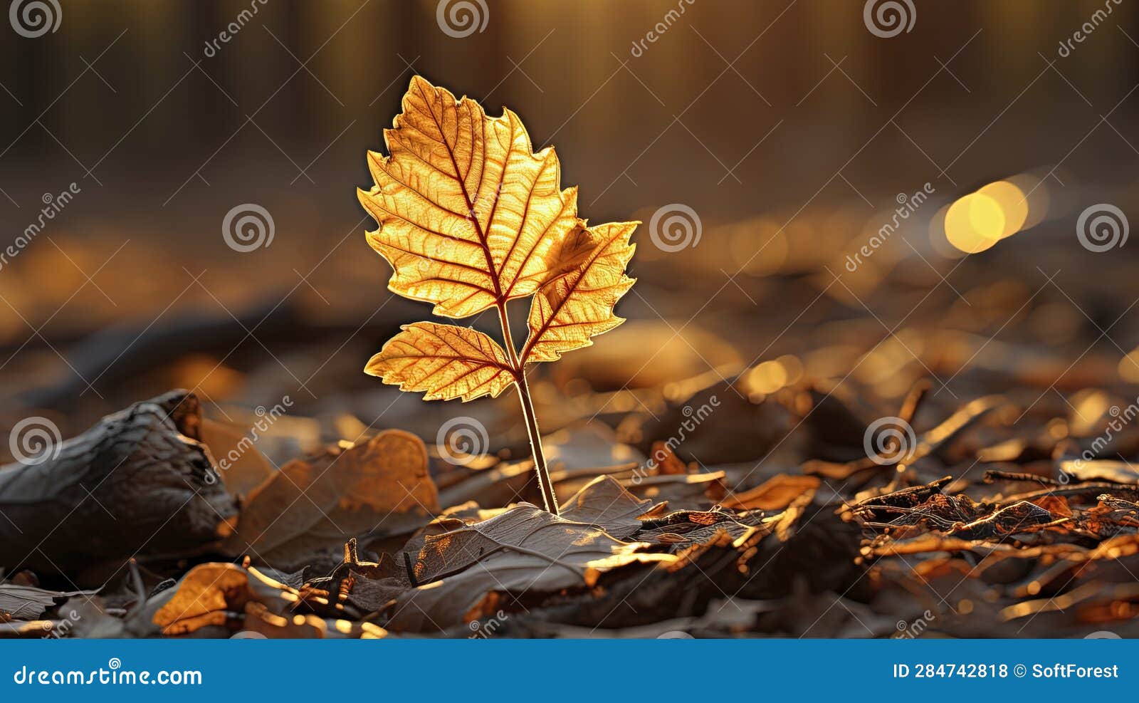 Single Autumn Leaf on Blurred Park Background. Stock Illustration ...