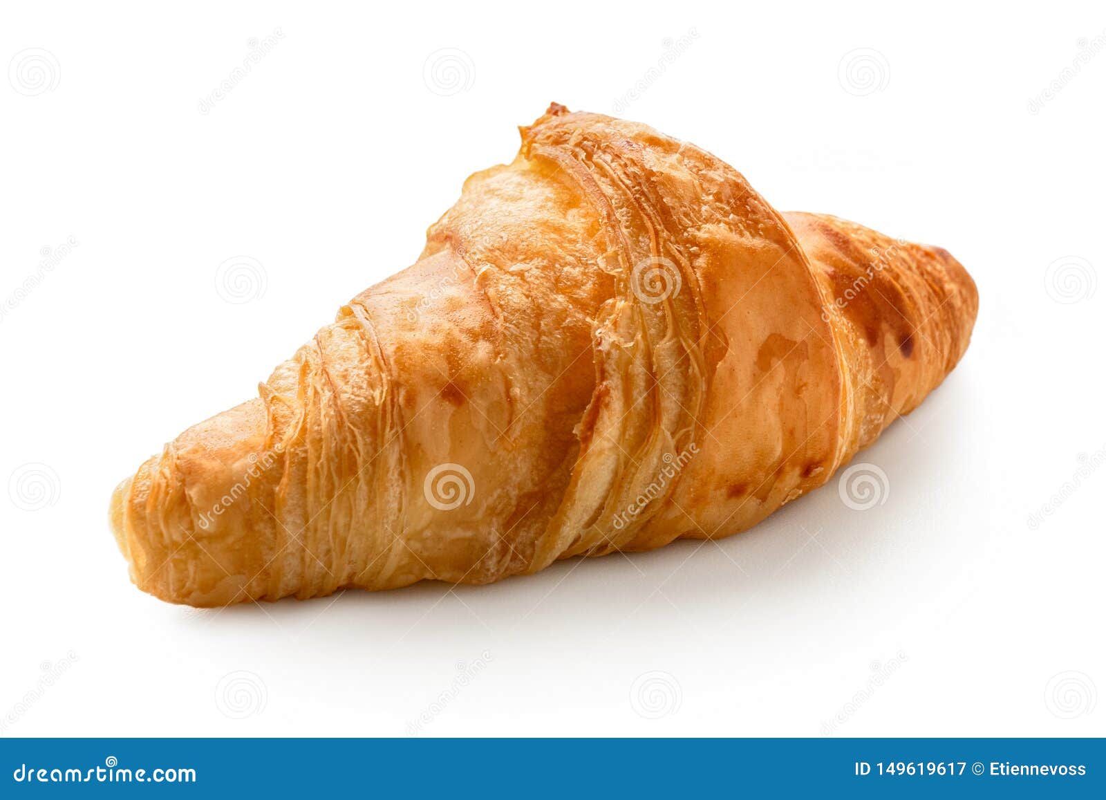 Single Baked Plain Croissant Isolated on White Stock Image - Image of ...