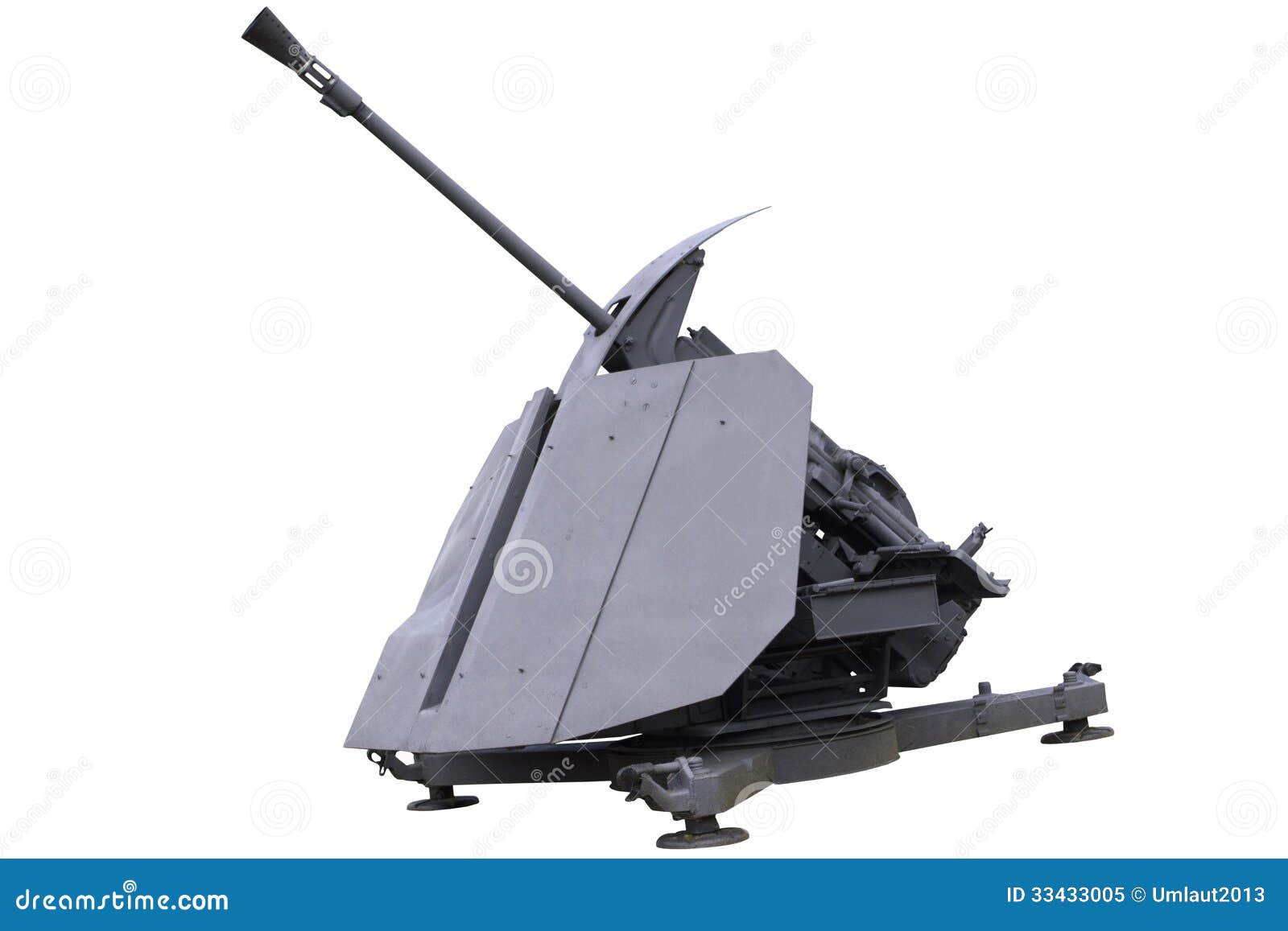 Single-barrel Anti-aircraft Gun Stock Image - Image of heavy, armed ...