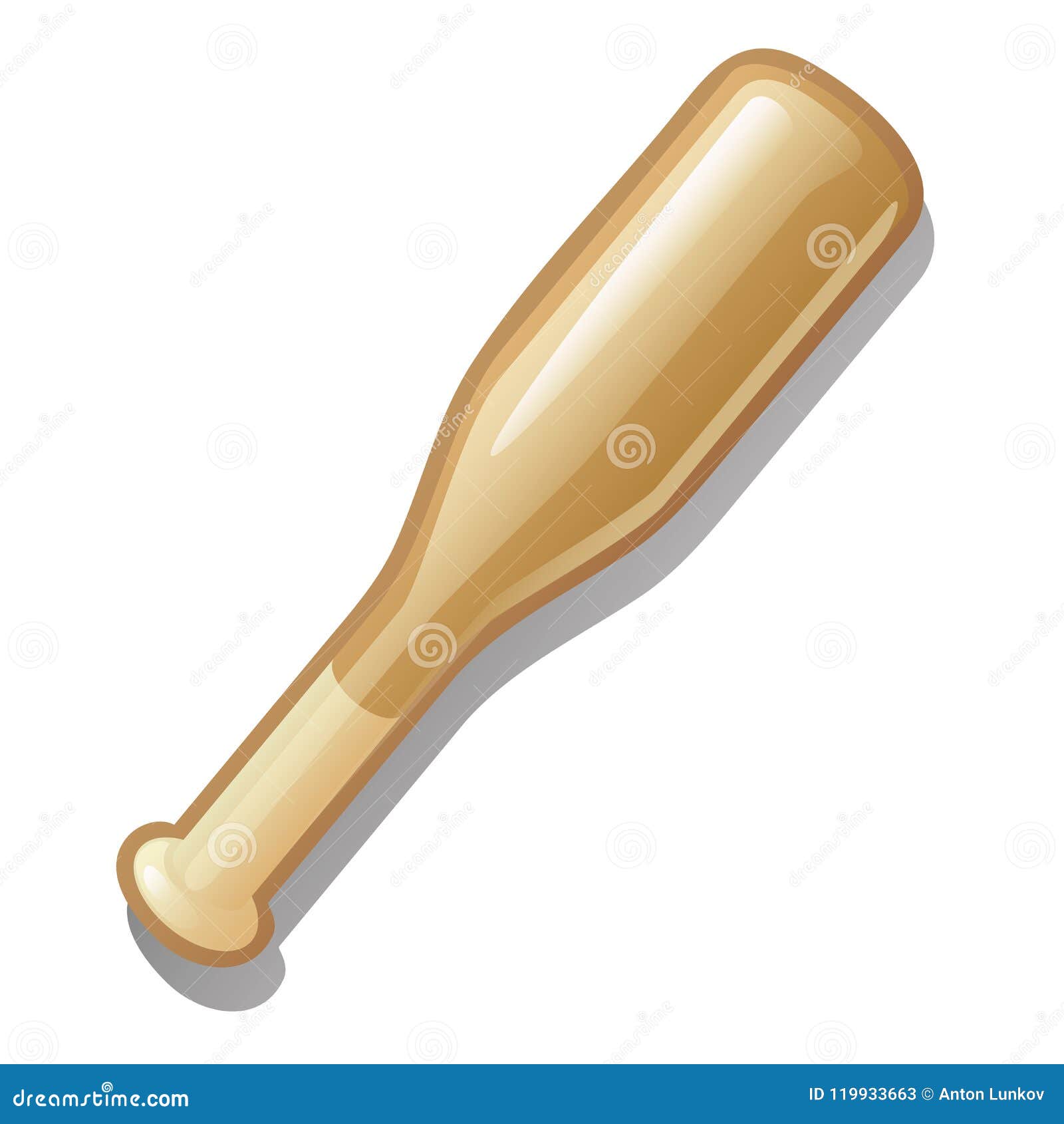 Single Baseball Bat Isolated on White Background. Vector Cartoon Close ...