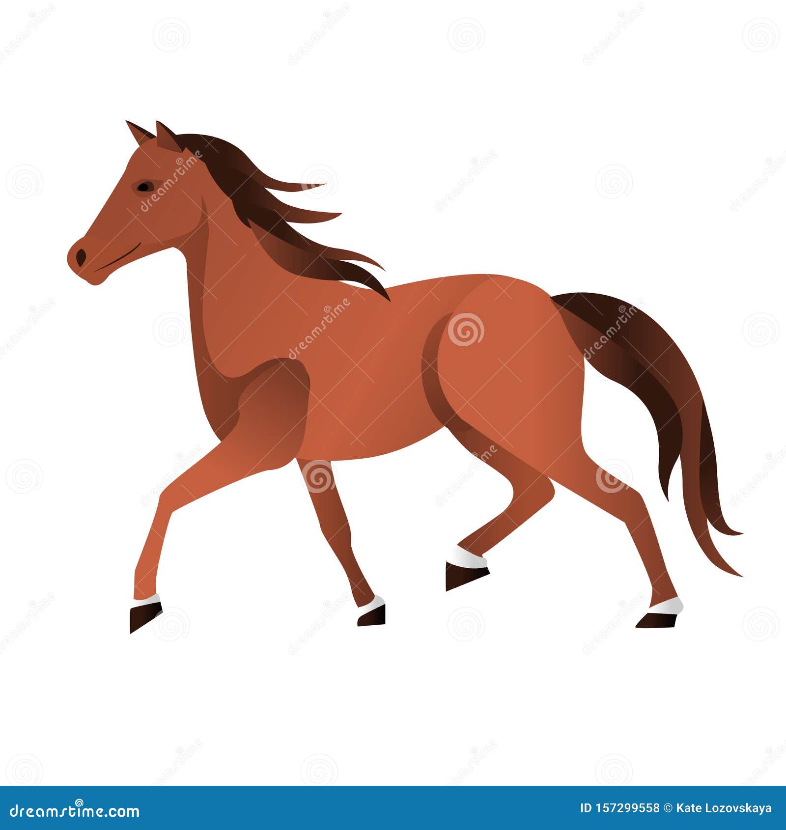 Single Basic Simple Horse Illustration in Brown Natural Color.vector ...