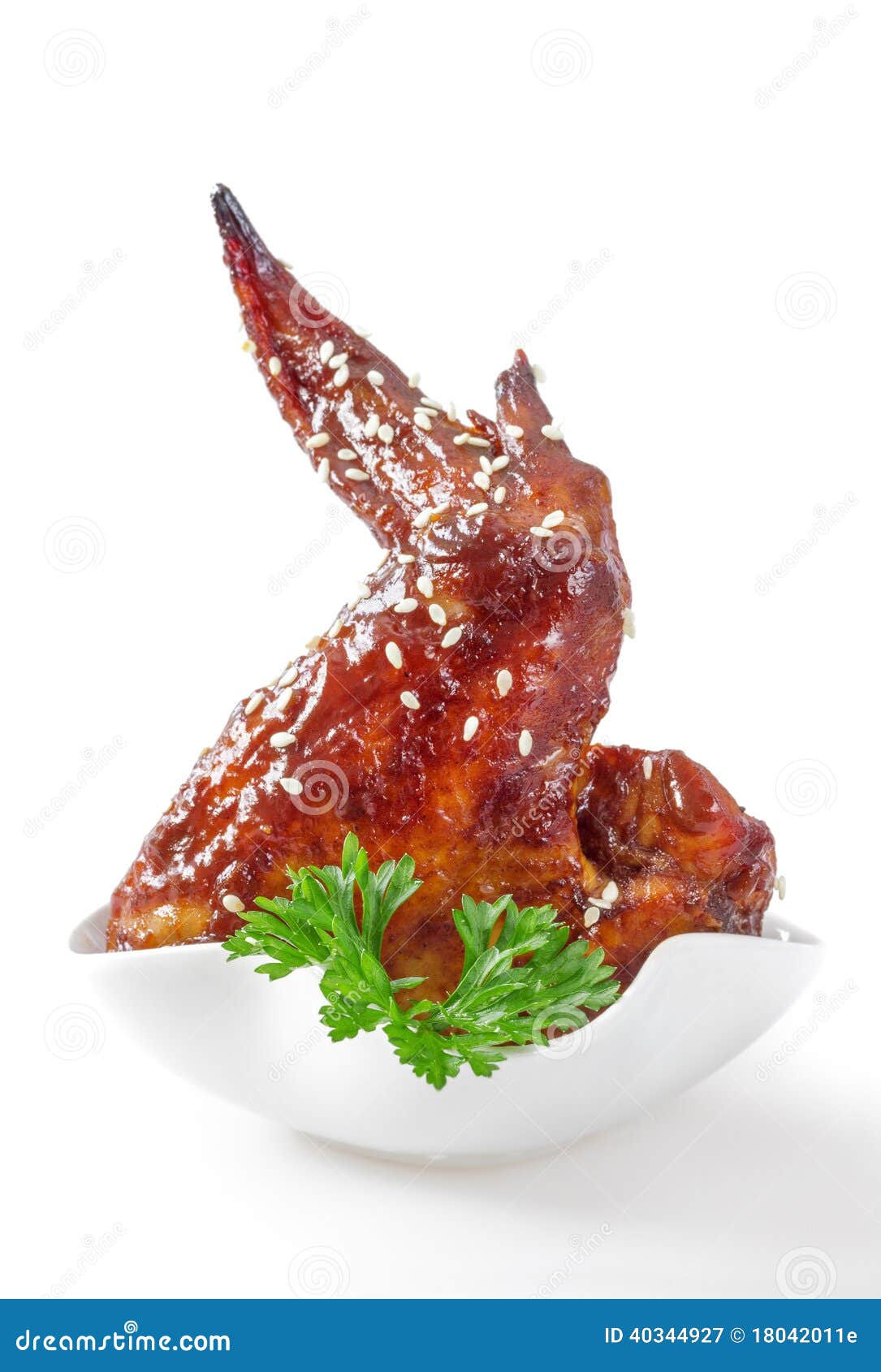 Single BBQ Chicken Wing on White Stock Image - Image of wings, sauce ...
