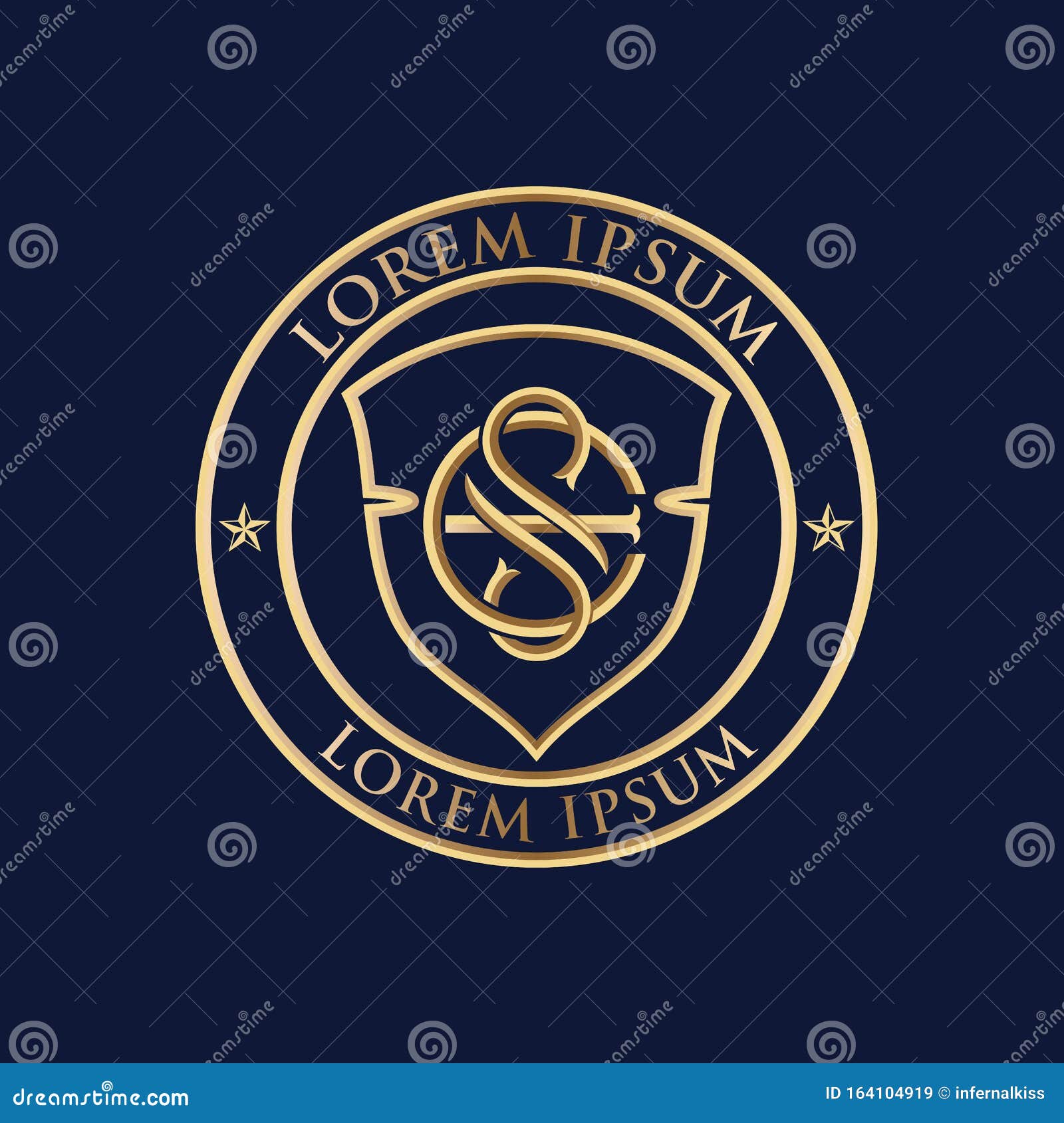 Classy Letter E and S Round Shape with Shield Typelogo Sign and Symbol ...