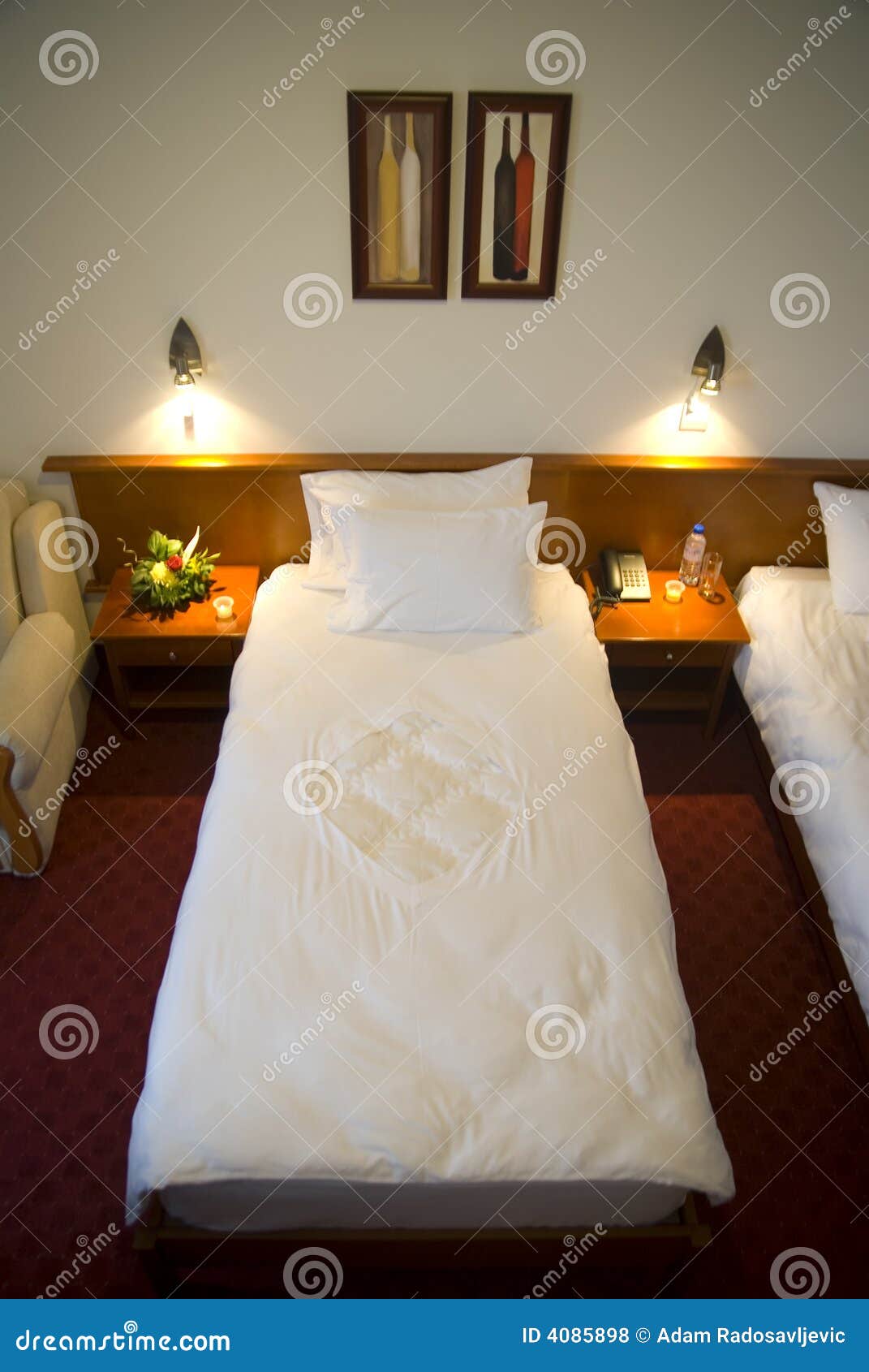 Single bed stock photo. Image of twin, hotel, clean, pillows - 4085898