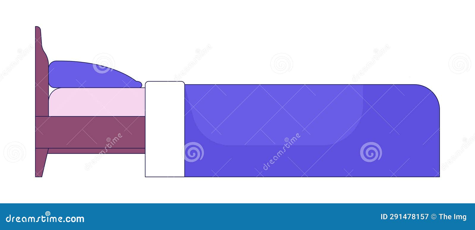 Single Bed Empty 2D Linear Cartoon Object Stock Vector - Illustration ...