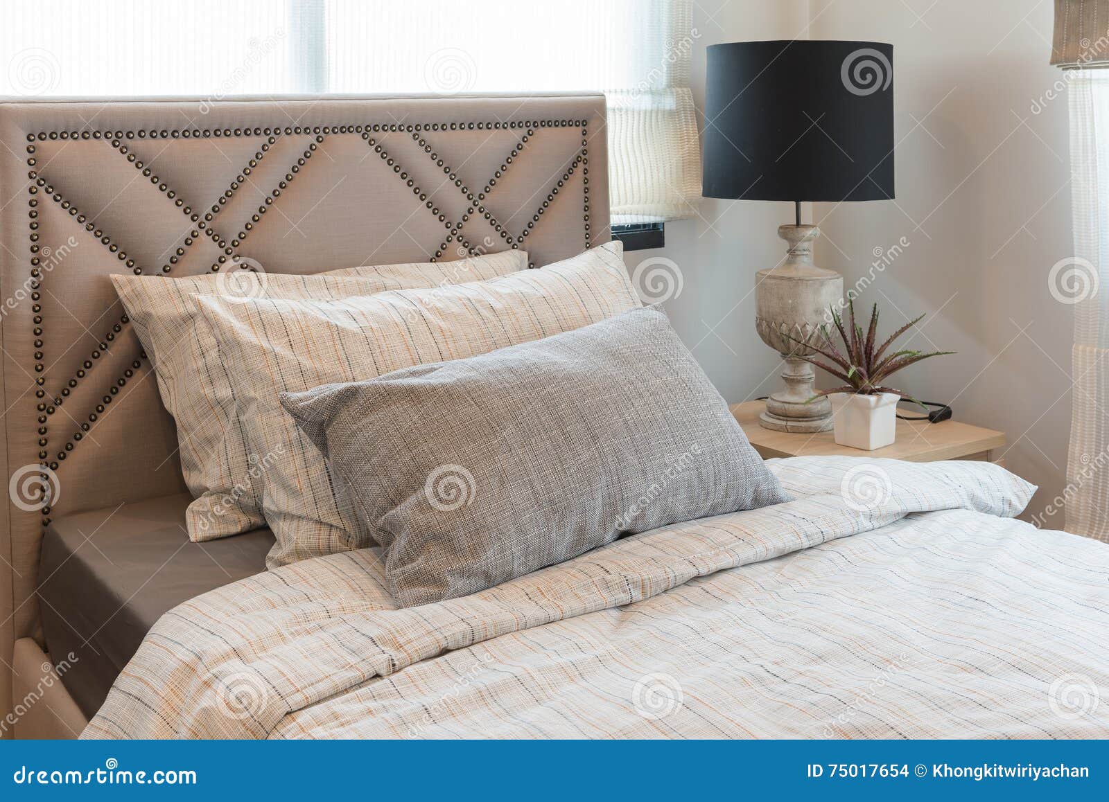 Single Bed in Modern Bedroom Design Stock Photo - Image of rest ...