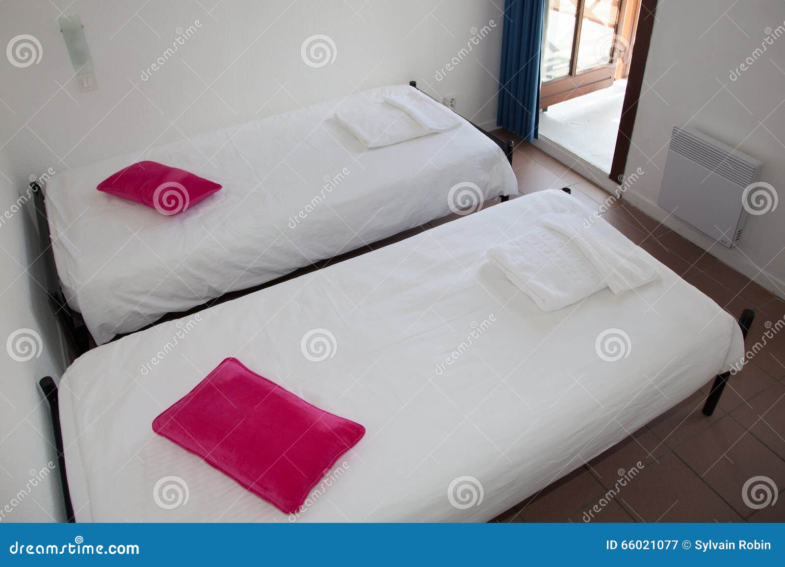 Single Beds at the Beautiful and Cosy Hotel Room Stock Image - Image of ...