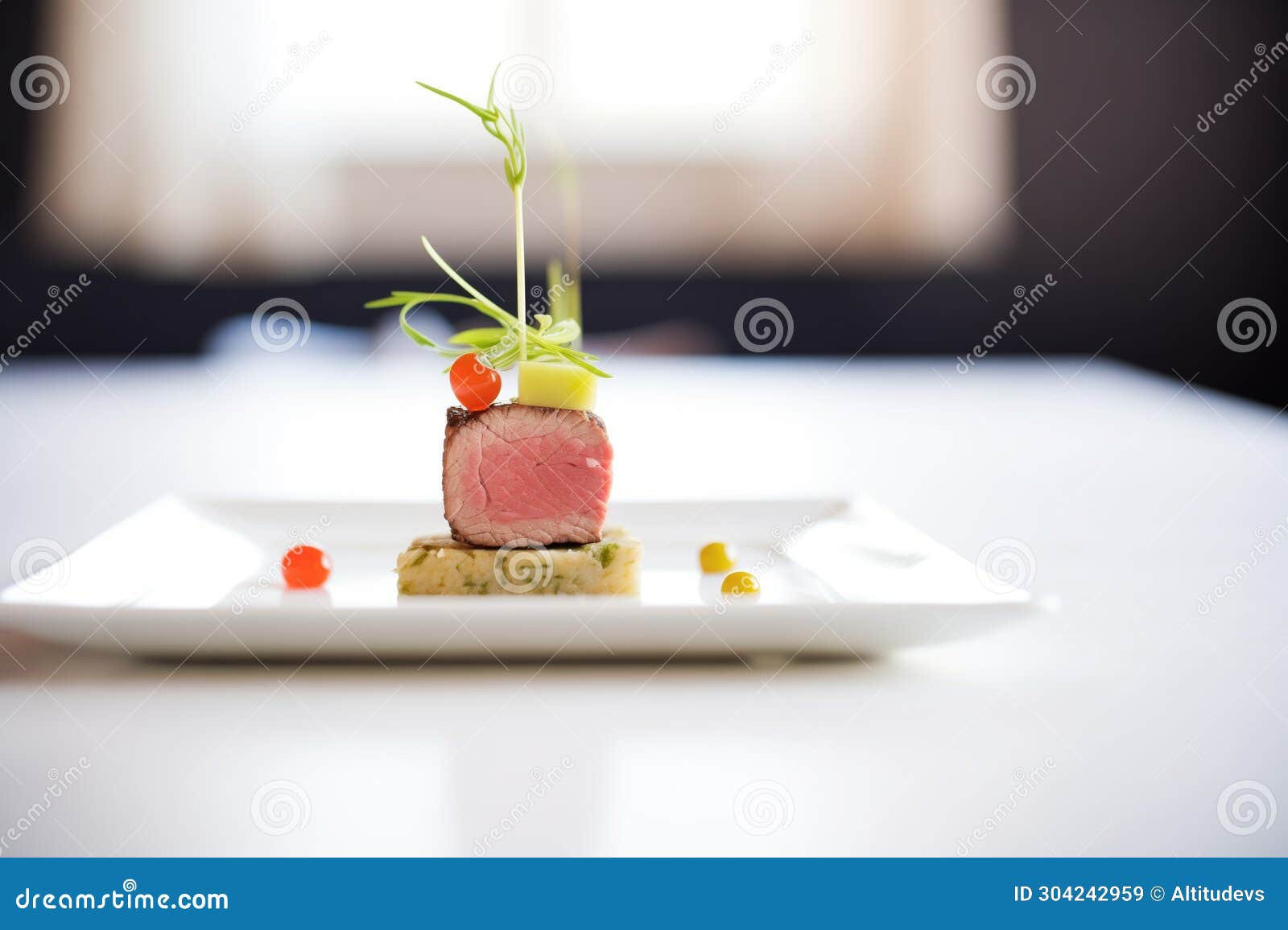Single Beef Slider on a White Plate, Simple Presentation Stock Image ...