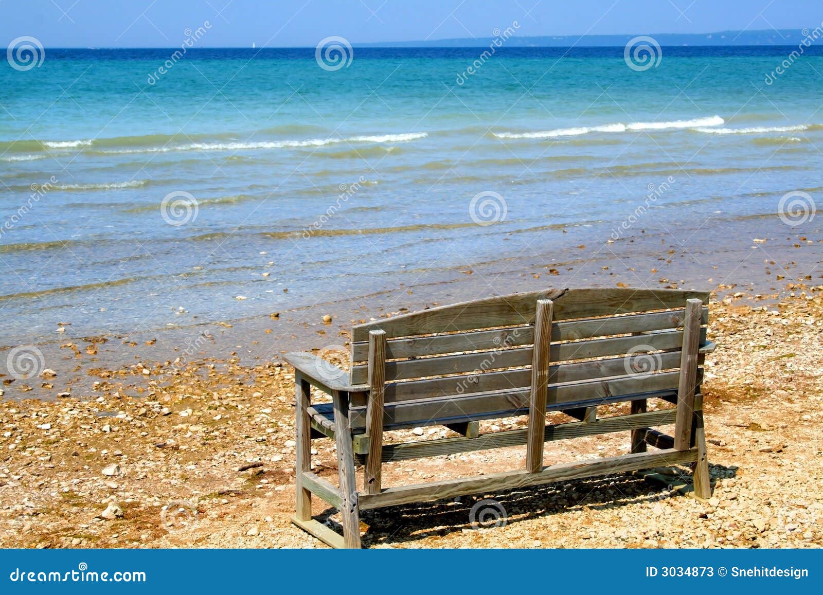 Single Bench by Lake stock image. Image of beach, wave - 3034873