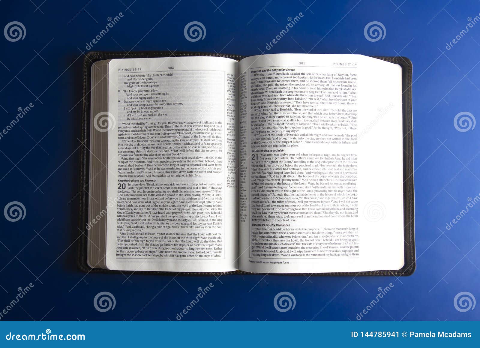 Single Bible Open on an a Blue Background Stock Image - Image of single ...
