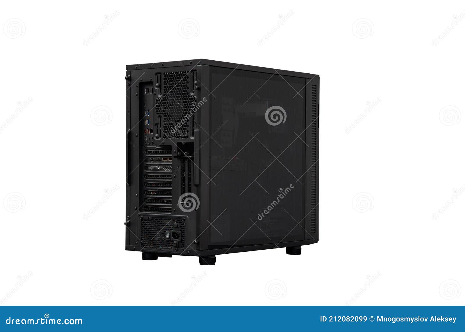 Single Big Black Chassis Tower System Unit, Desktop Computer, Back View ...