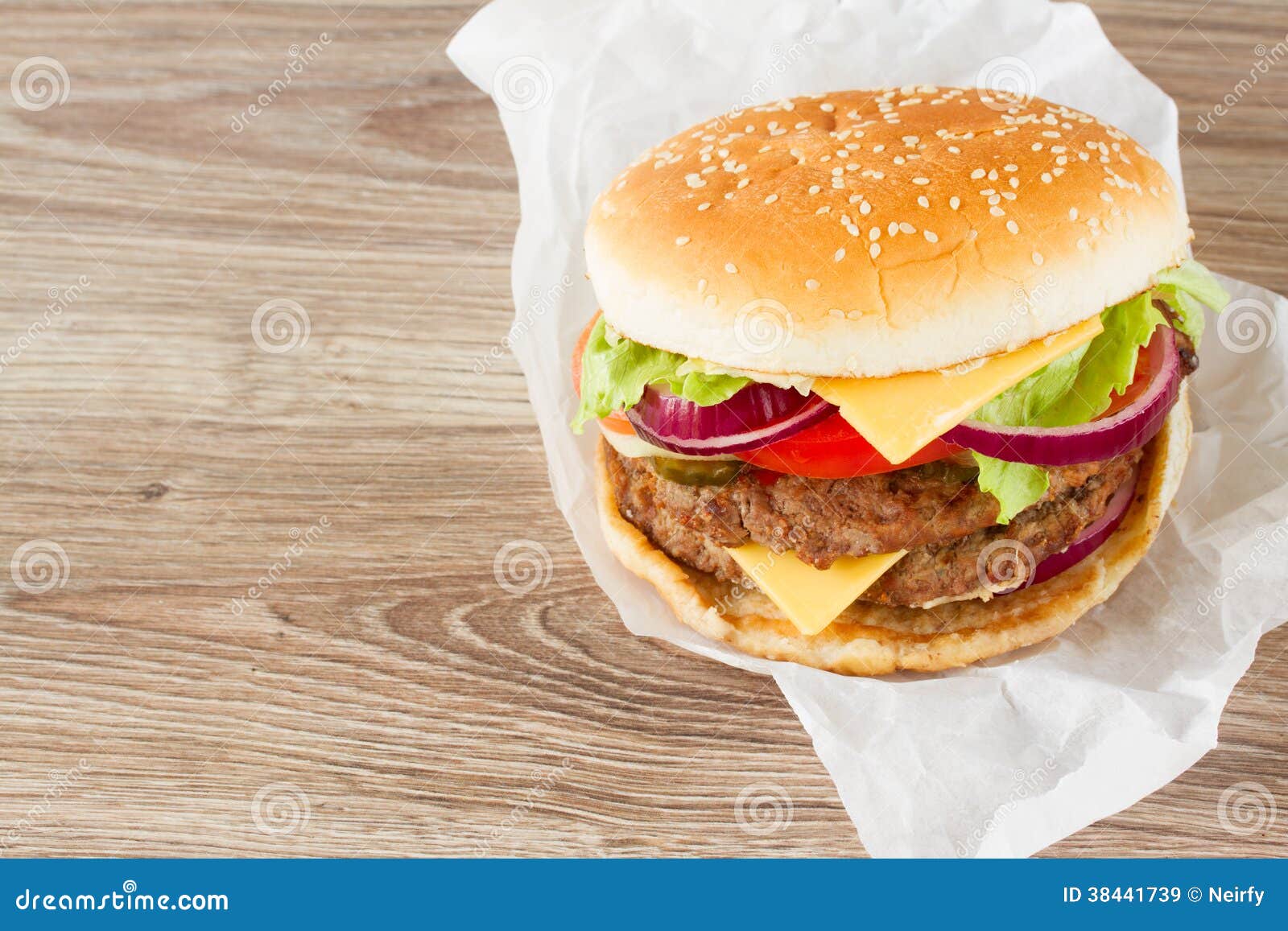 Single Big burger stock image. Image of dinner, beef - 38441739