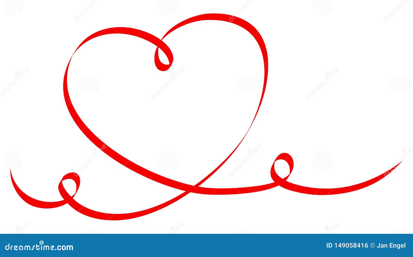 Single Big Red Heart Calligraphy Two Swirls Stock Vector - Illustration ...