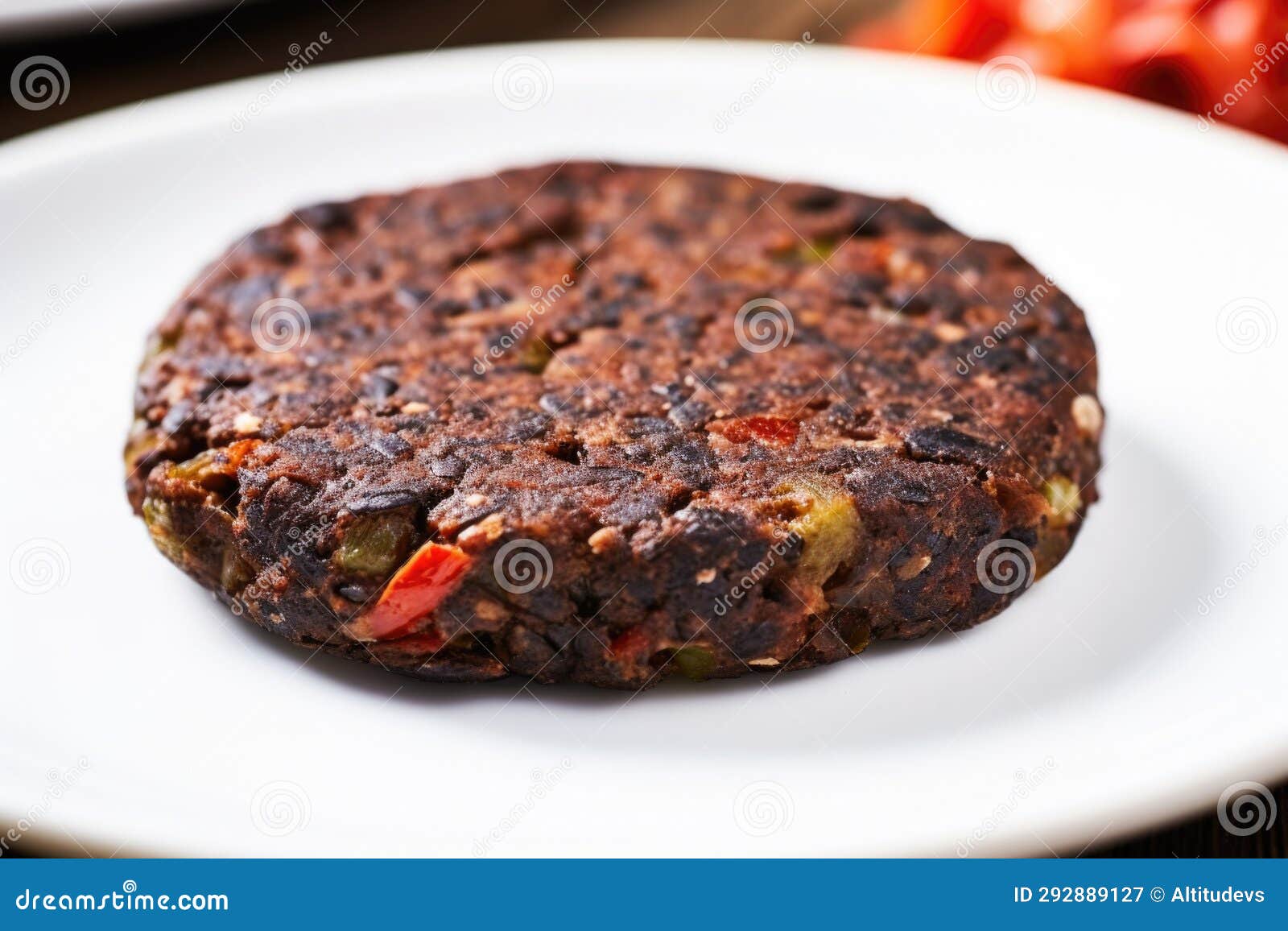 A Single Black Bean Patty, Uncooked, Up Close on a White Plate Stock Image - Image of meat, food ...