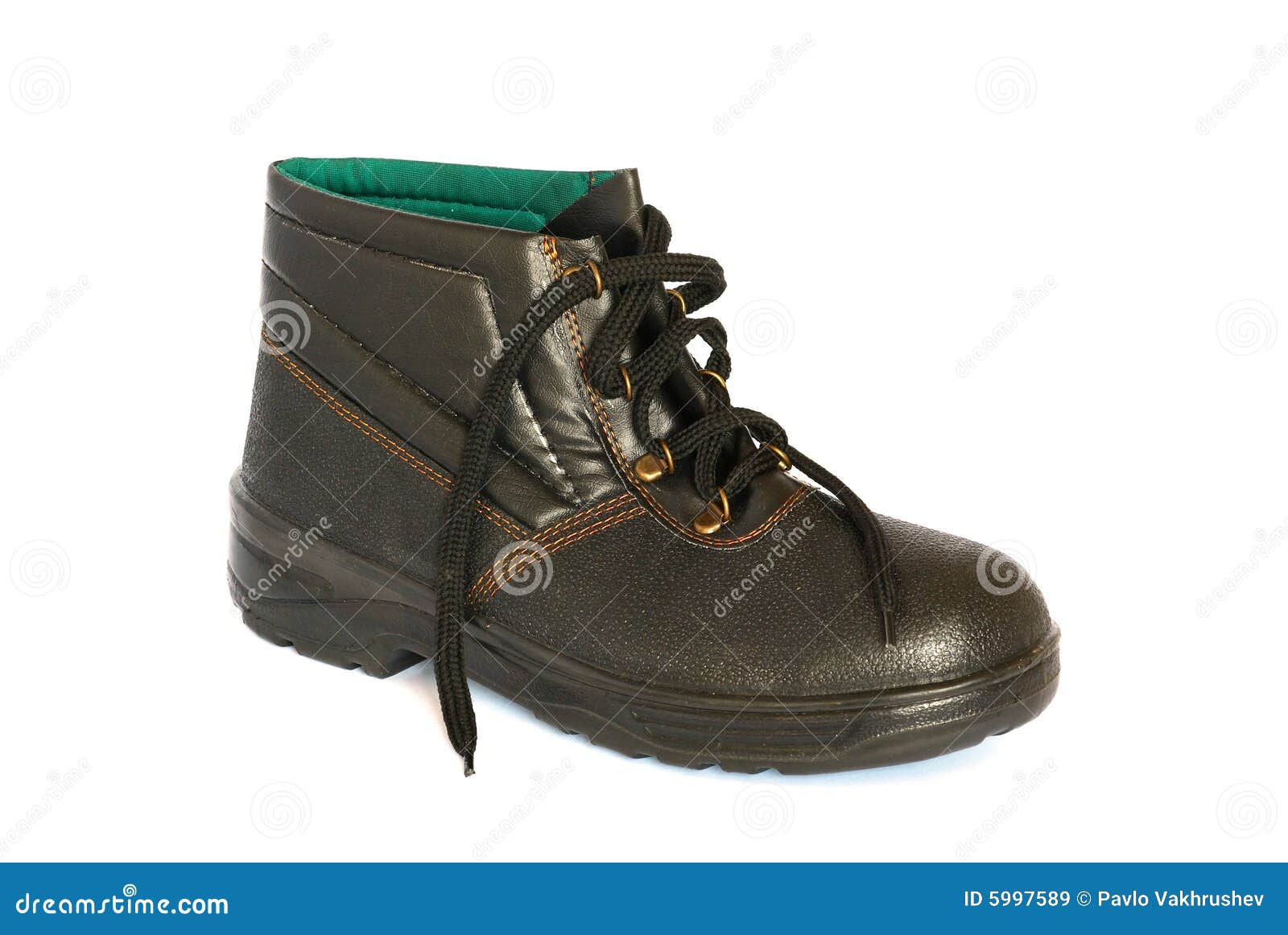 Single black boot. stock image. Image of construction - 5997589