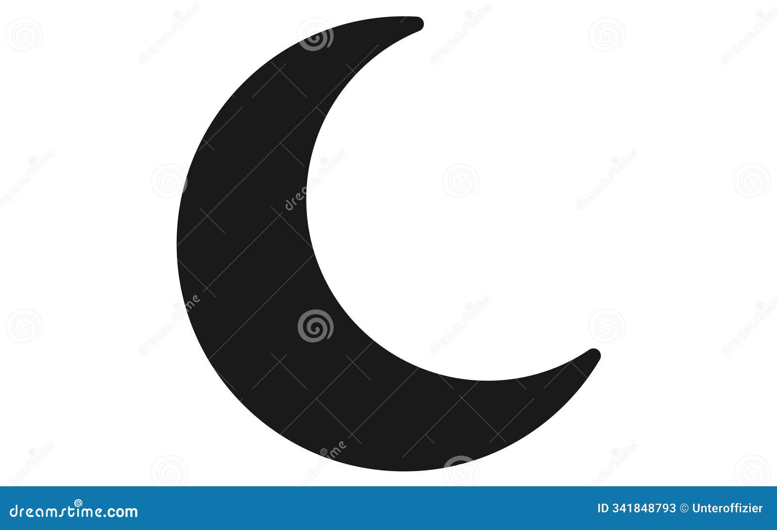 A Single Black Crescent Moon Silhouette Against a White Backdrop Stock ...
