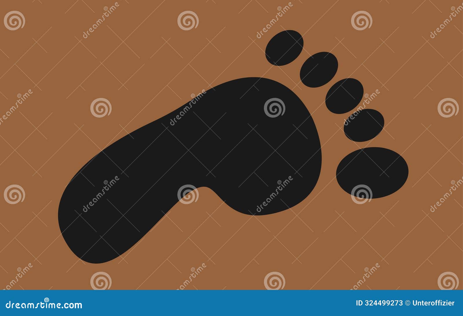 A Single Black Footprint Silhouette Against a Dark Brown Backdrop Stock ...