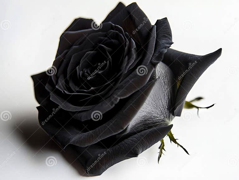 A Single Black Rose on a White Surface Stock Image - Image of white ...