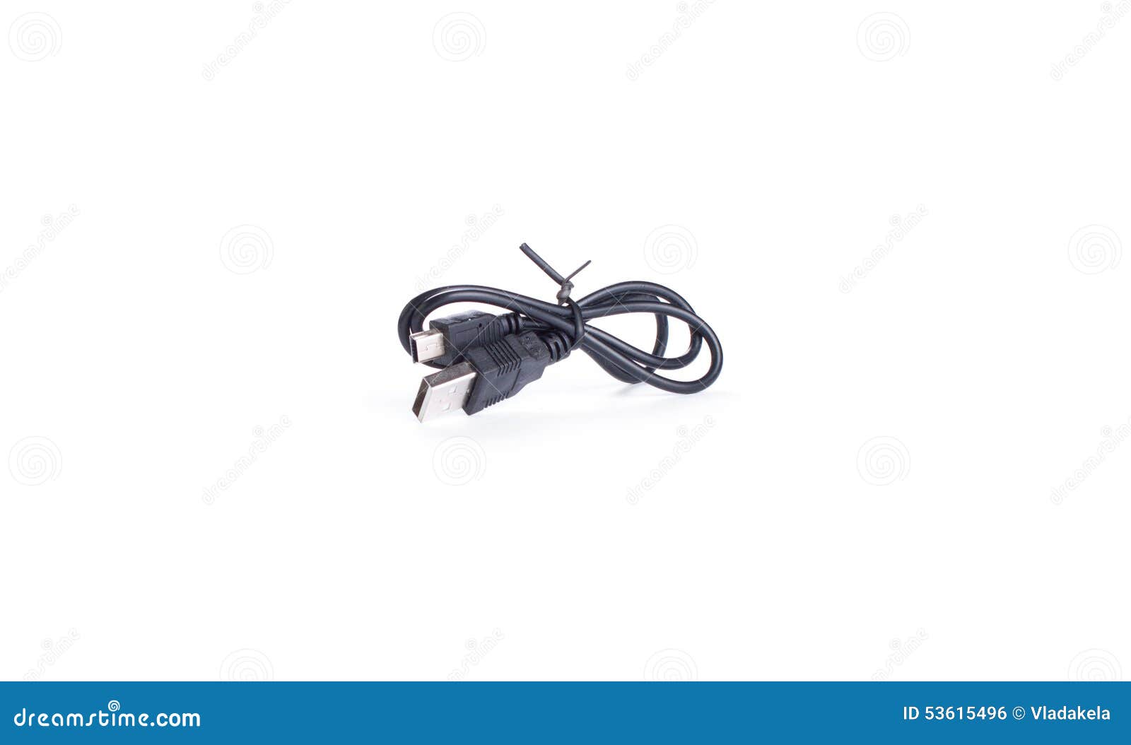 Single Black USB-cable Isolated on White Stock Photo - Image of network ...