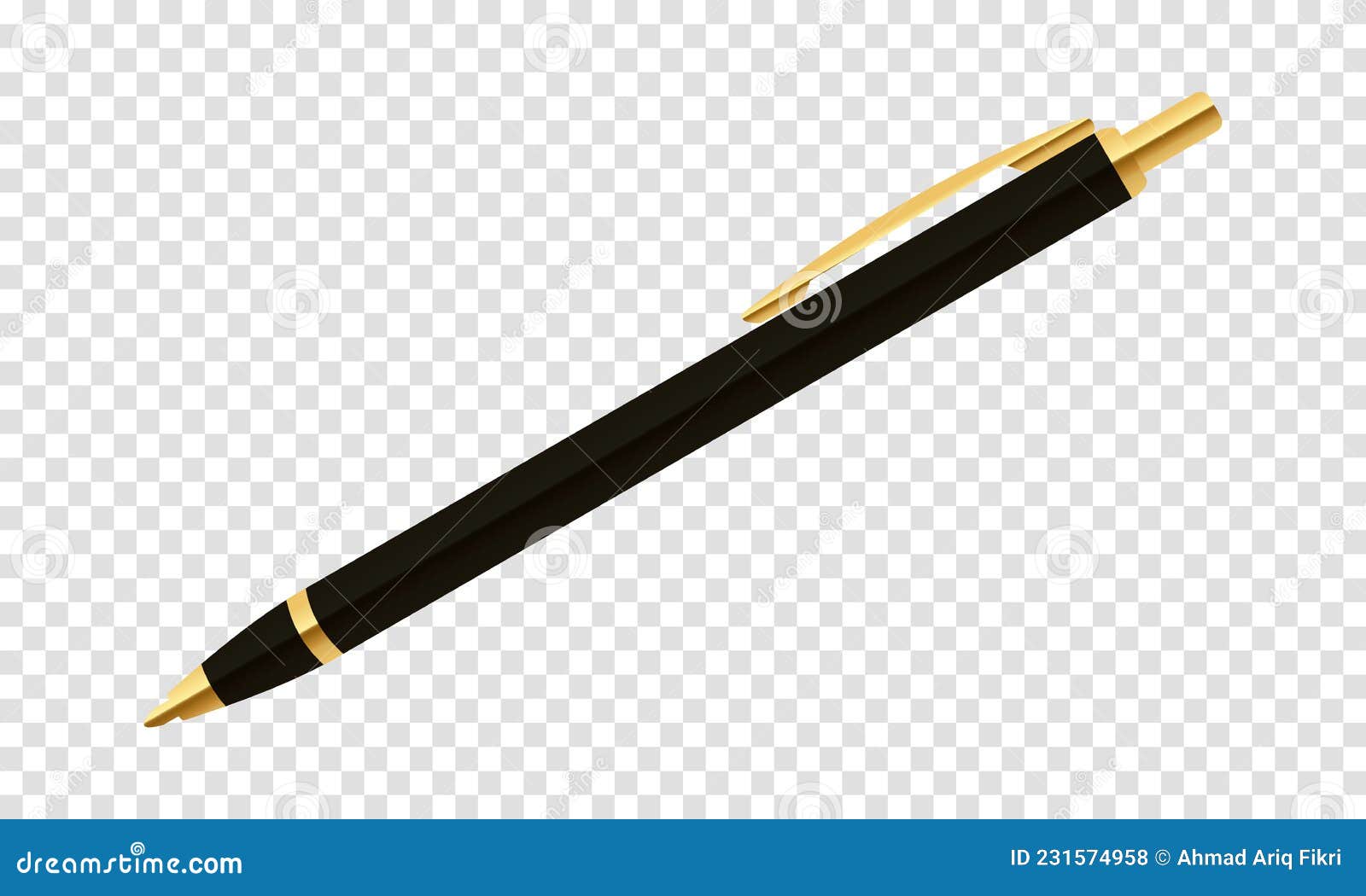 Single Black Vector Ballpoint Pen. Classic Ballpoint Pen Stock Vector ...
