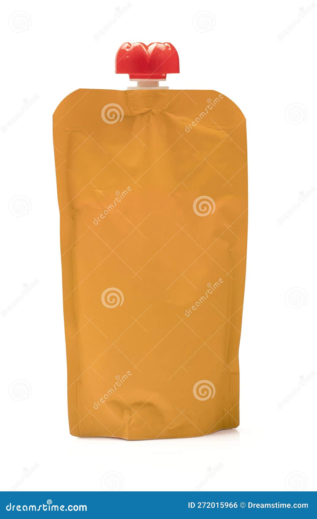Single Blank Orange Colored Puree Bag. Liquid Container Packaging ...