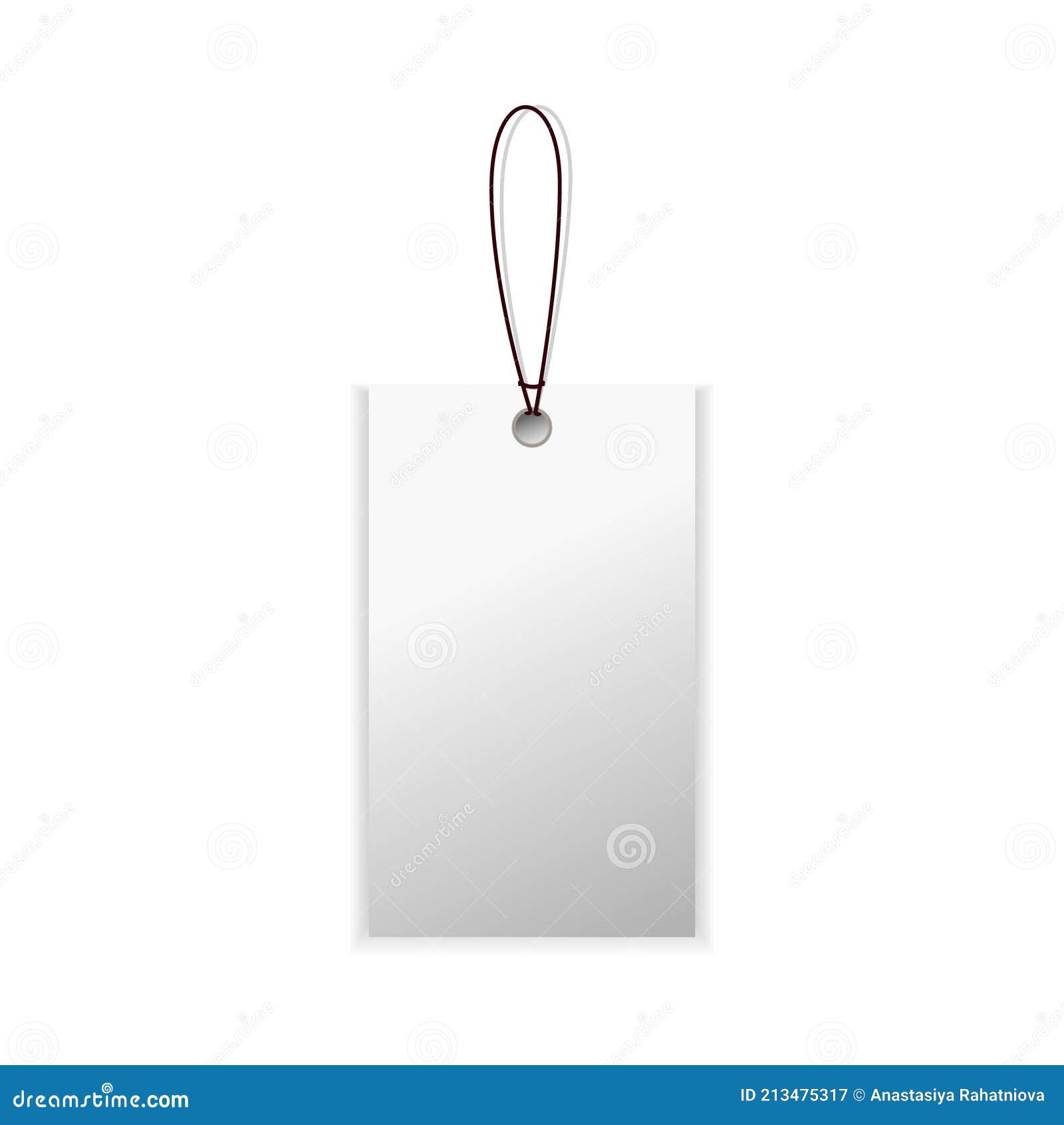 Single Blank Tag with Tied Thread Isolated on White Background Stock ...