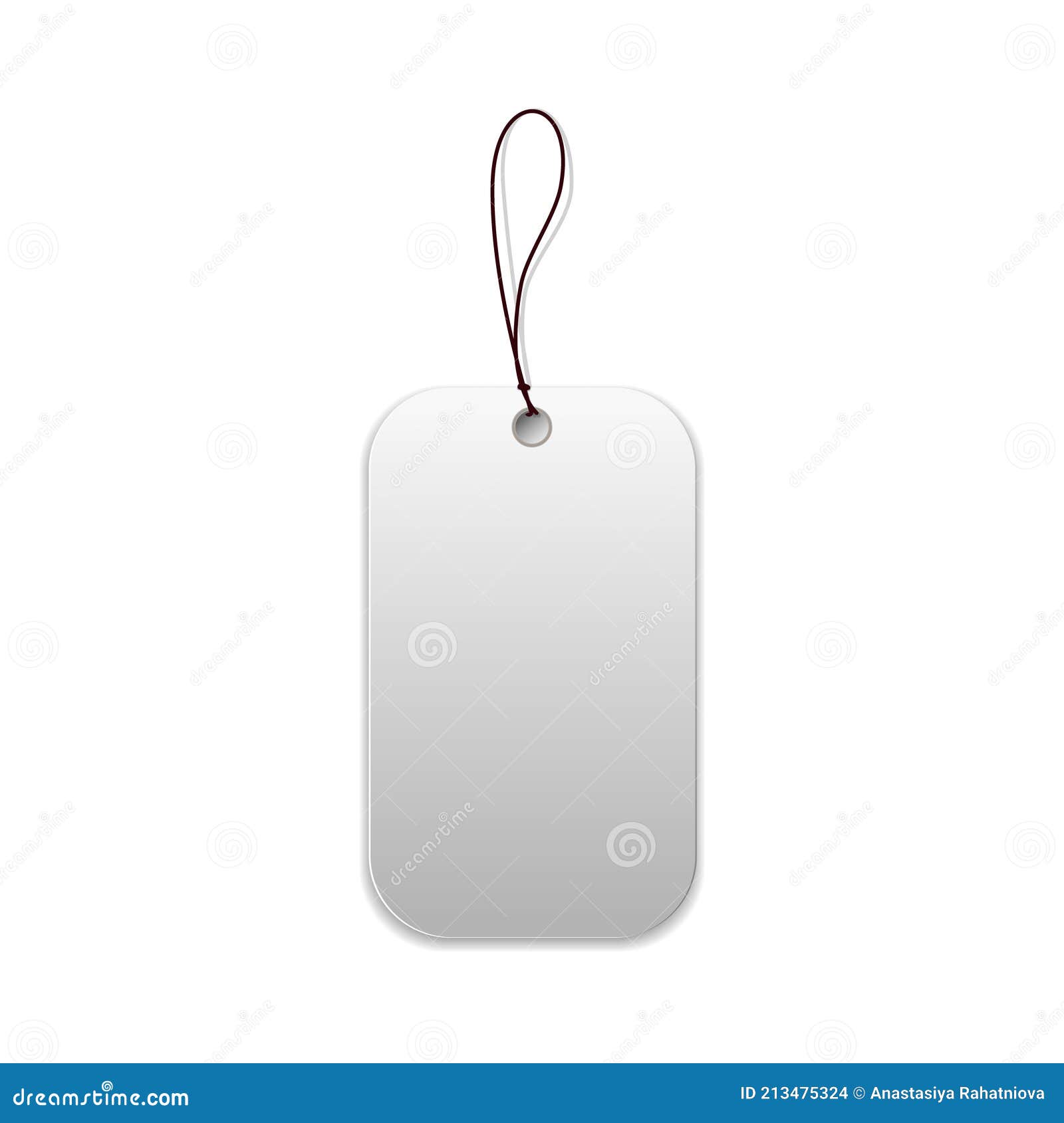 Single Blank Tag with Tied Thread Isolated on White Background Stock ...