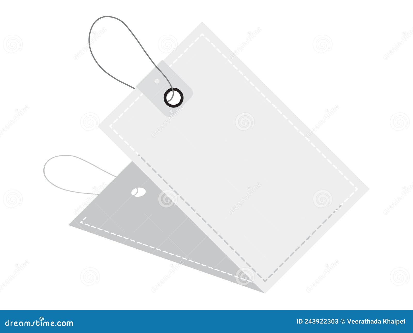 Single Blank Tag with Tied Thread Isolated on White Background Vector ...