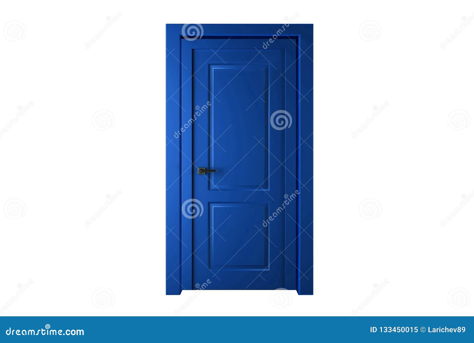 Single Blue Door Closed - Door Frame only, No Walls Stock Illustration ...