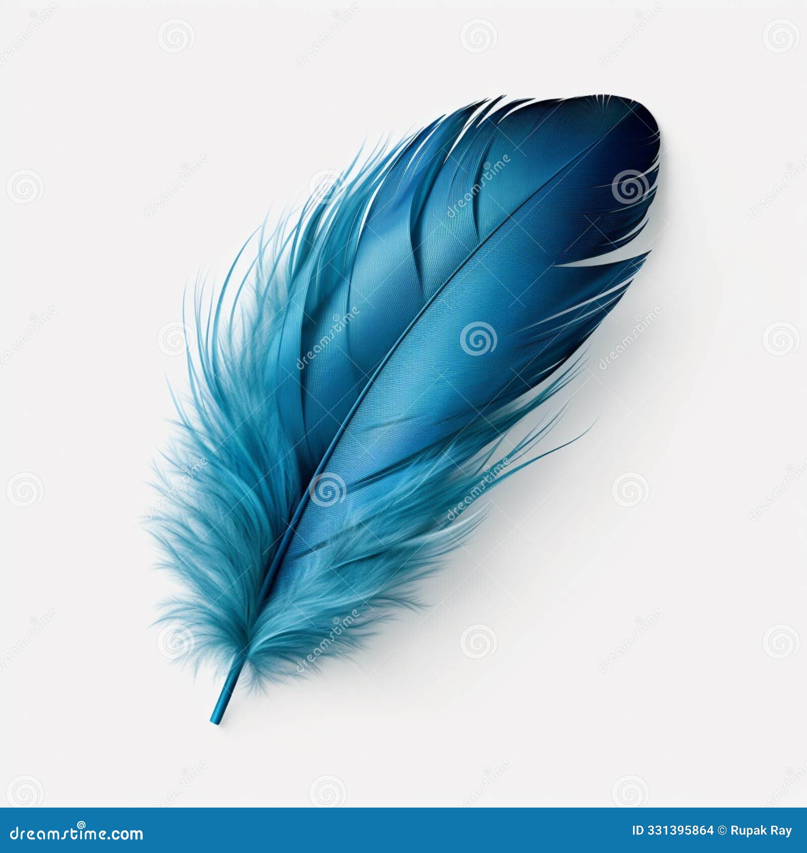Single Blue Feather on Transparent Background Stock Illustration ...