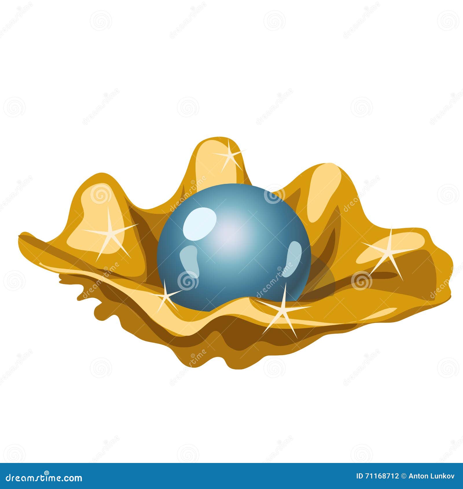 Single Blue Pearls in a Golden Shell, Vector Image Stock Vector ...