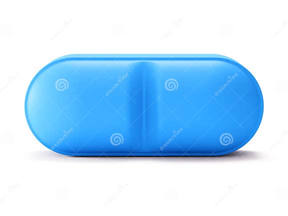 Single blue pill on white stock illustration. Illustration of pill ...