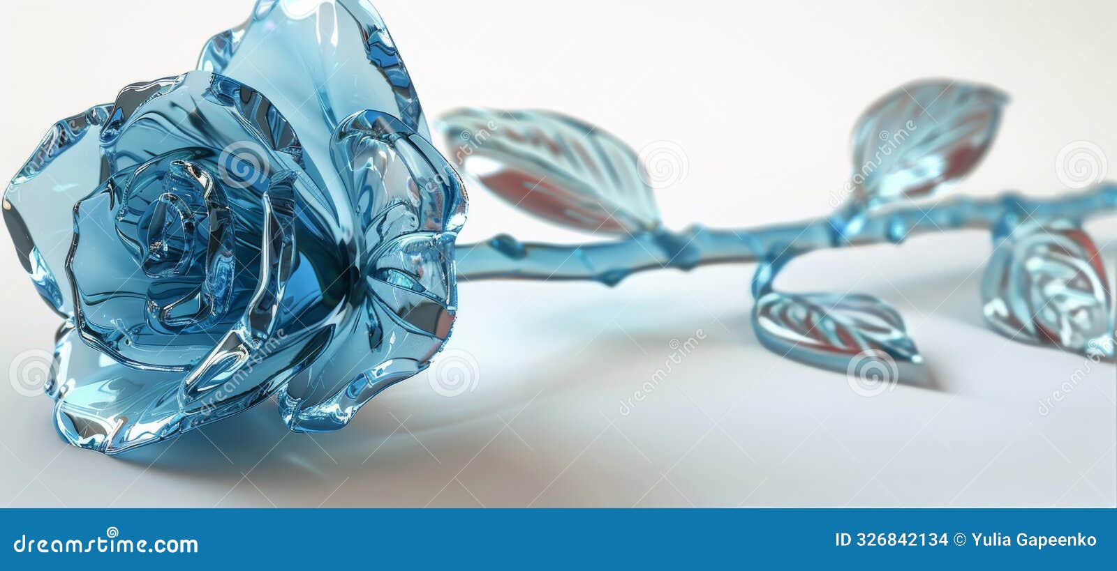 Crystallized Blue Rose with Leaves in Soft Light Stock Photo - Image of ...