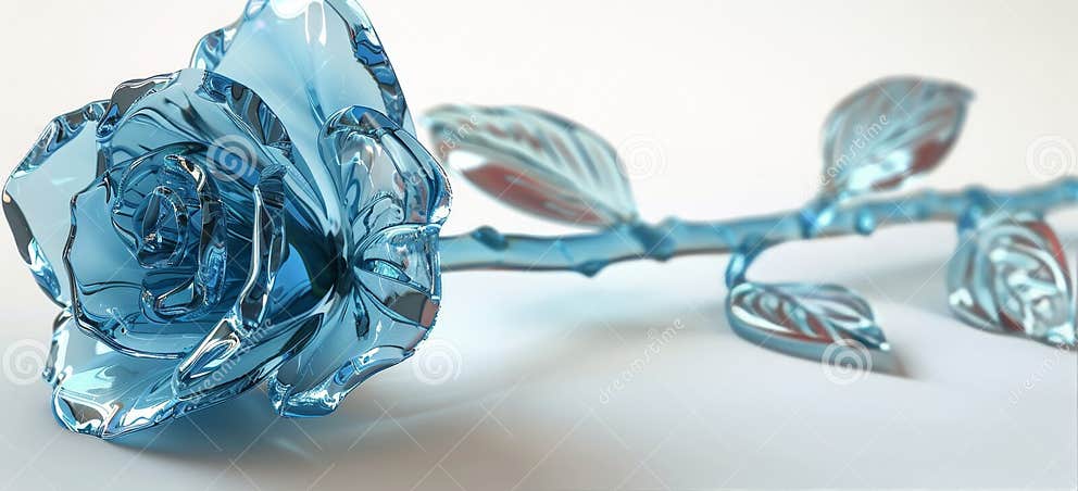 Crystallized Blue Rose with Leaves in Soft Light Stock Photo - Image of ...