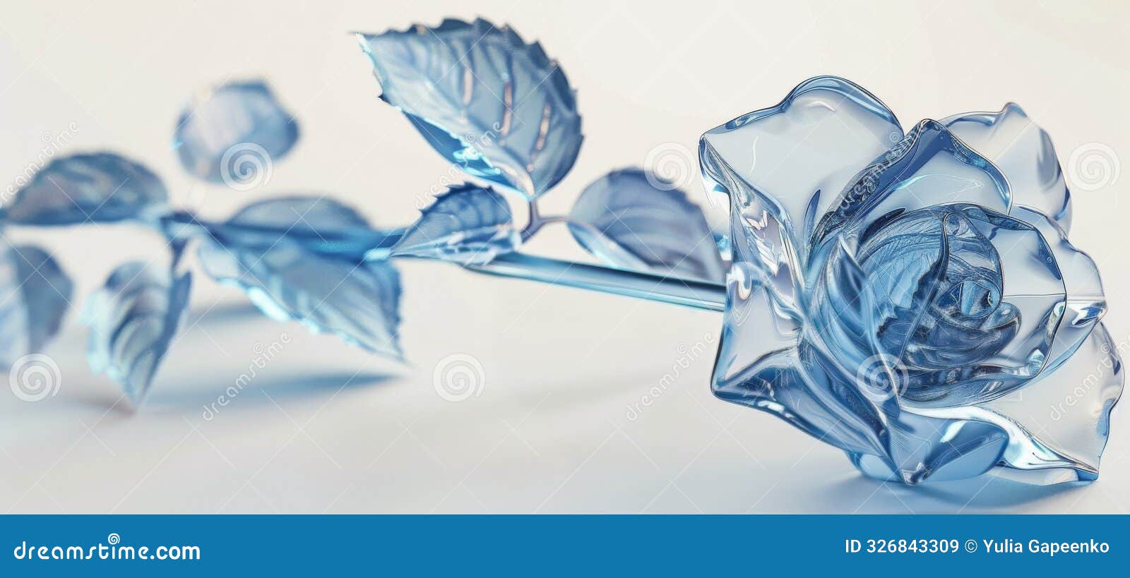 Crystallized Blue Rose with Leaves in Soft Light Stock Image - Image of ...
