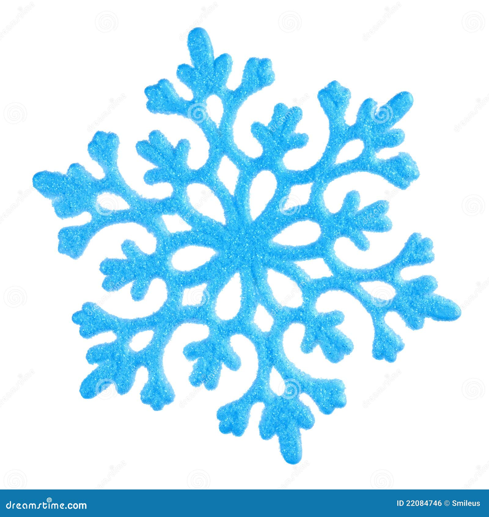 Single Blue Snowflake on White Stock Photo - Image of macro, cutout ...