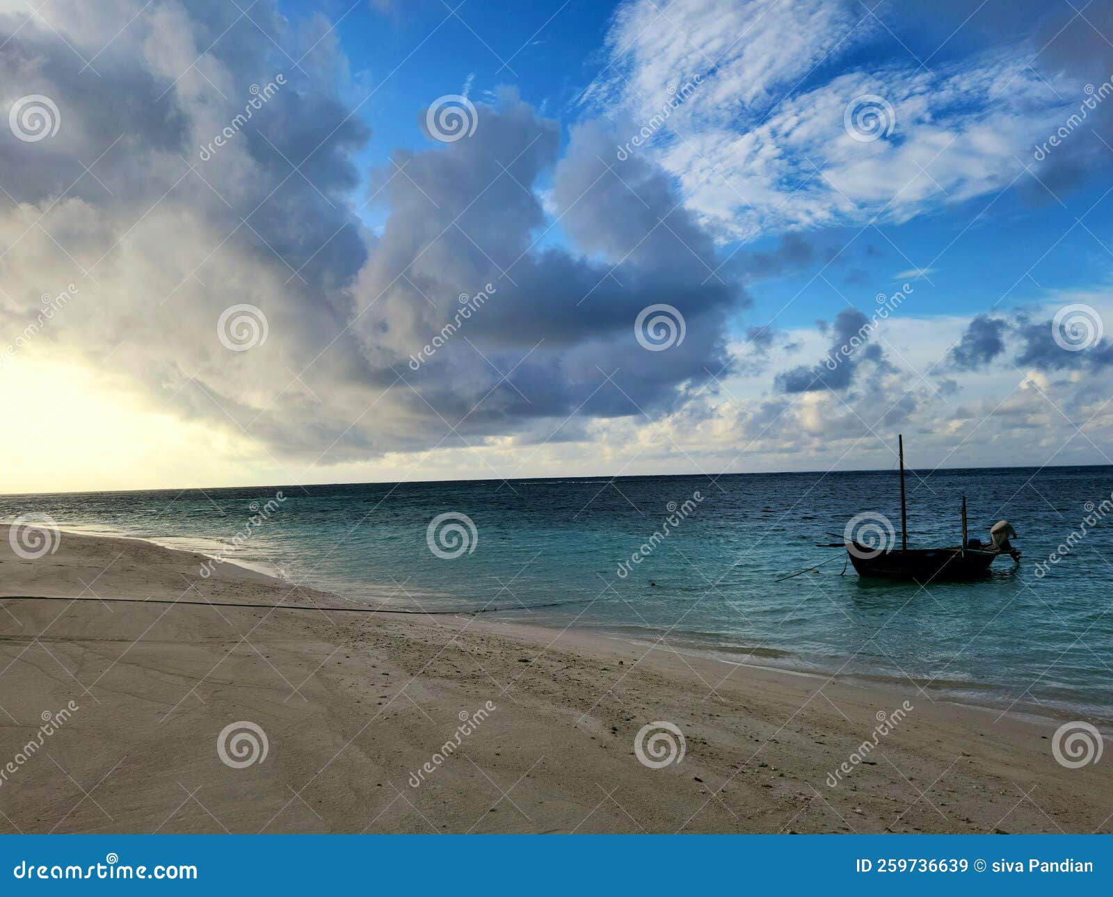 Single boat in beach side stock image. Image of shore - 259736639
