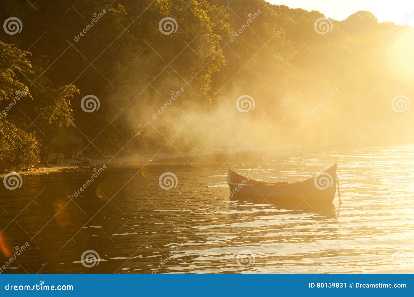 Single Boat in Lake at Sunset Stock Image - Image of outside, landscape ...