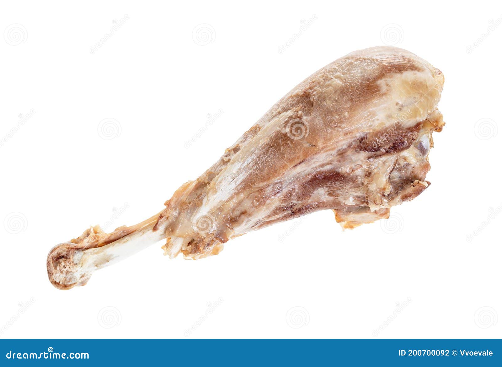 Single Boiled Turkey Drumstick Isolated on White Stock Photo - Image of ...