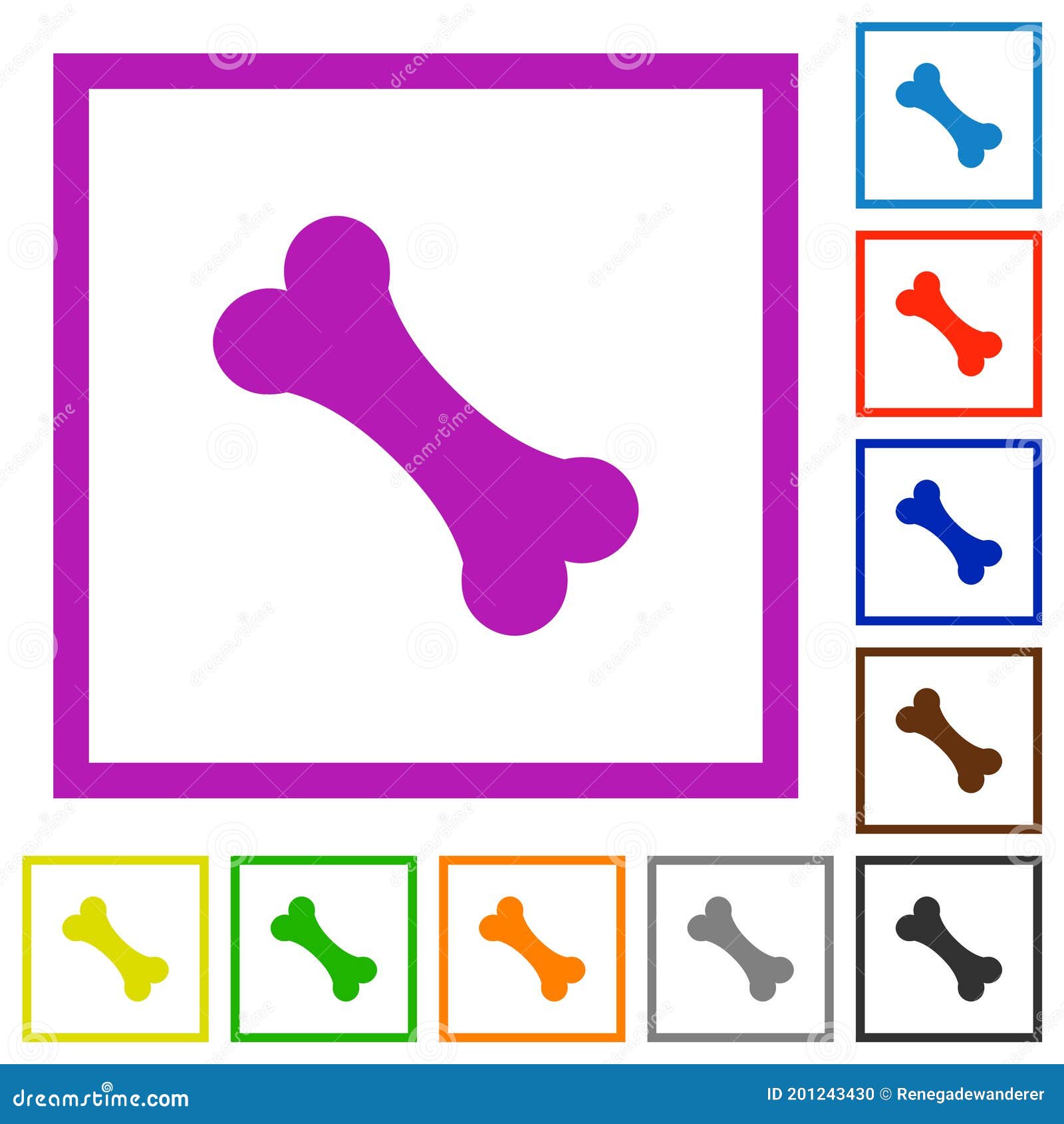 Single Bone Flat Framed Icons Stock Vector - Illustration of object ...