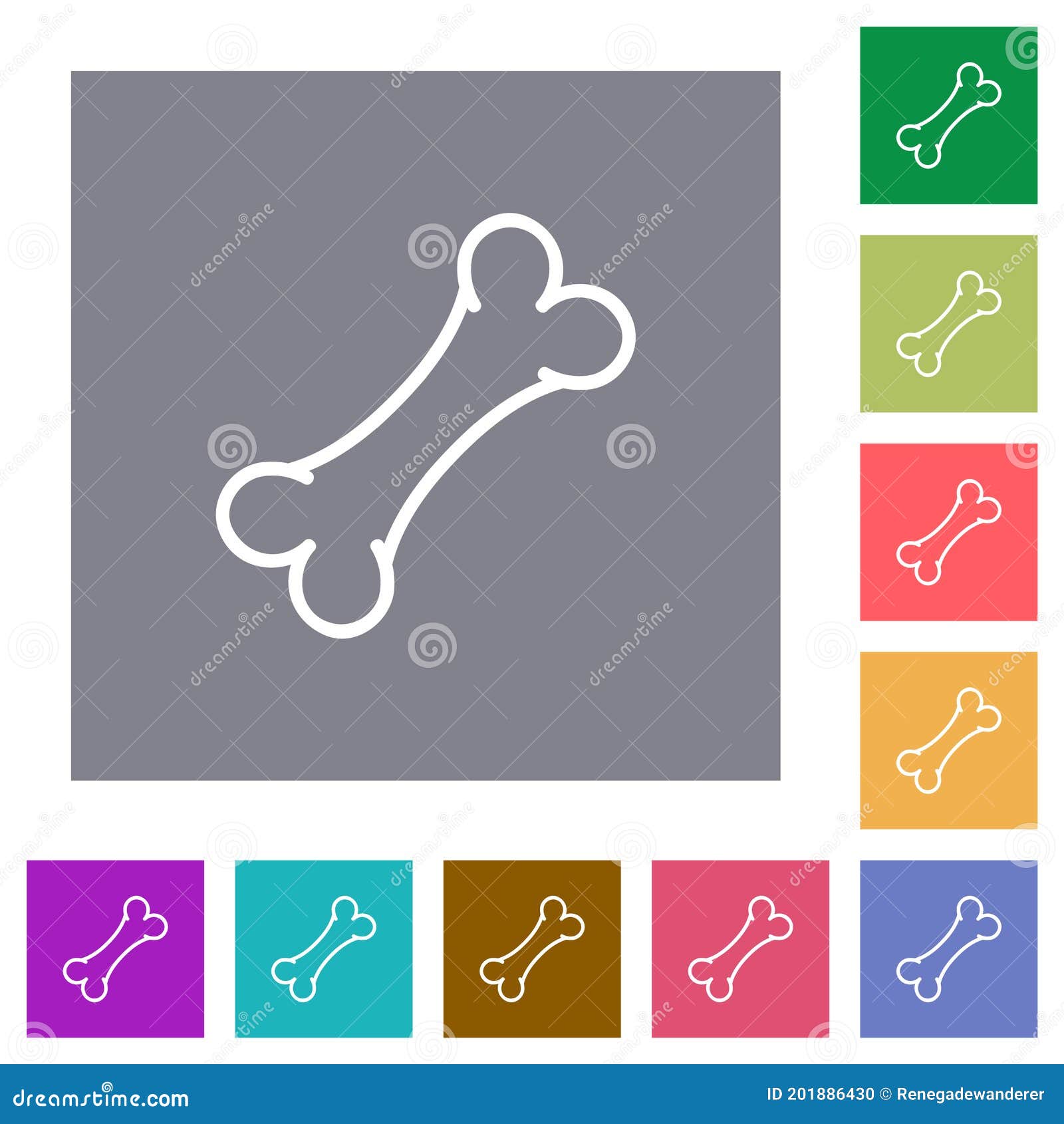 Single Bone Square Flat Icons Stock Vector - Illustration of square ...