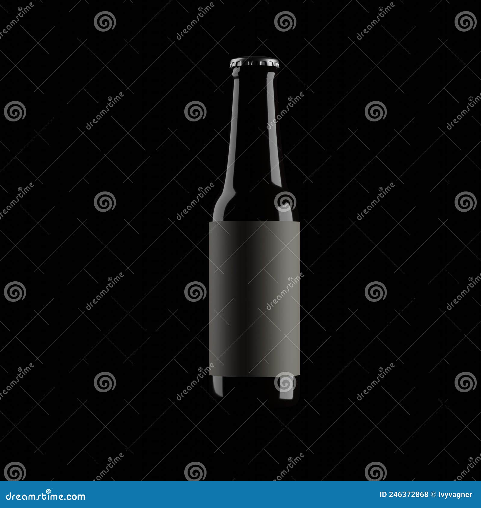 Single Bottle on Black Background. Empty Label Stock Photo - Image of ...