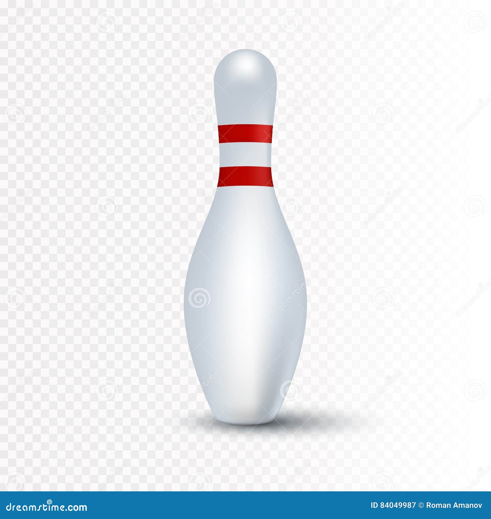 Single Bowling Pin with Red Stripes on Transparent Background Stock ...