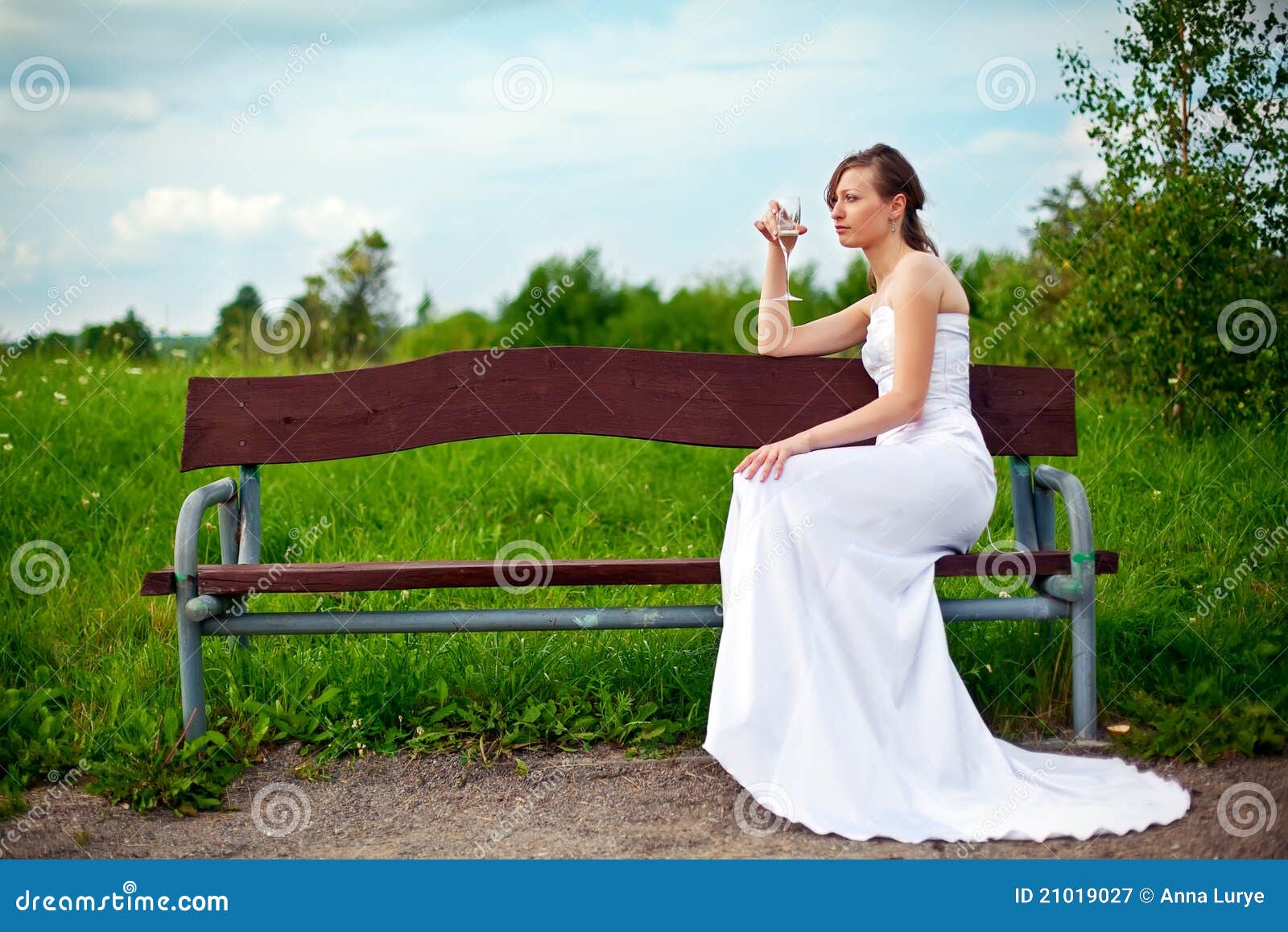 Single Bride Drinking Alcohol Stock Image - Image of adult, dress: 21019027