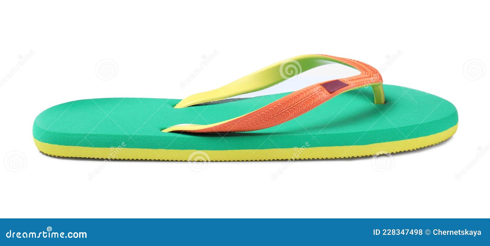 Single Bright Flip Flop Isolated on White Stock Photo - Image of pool ...