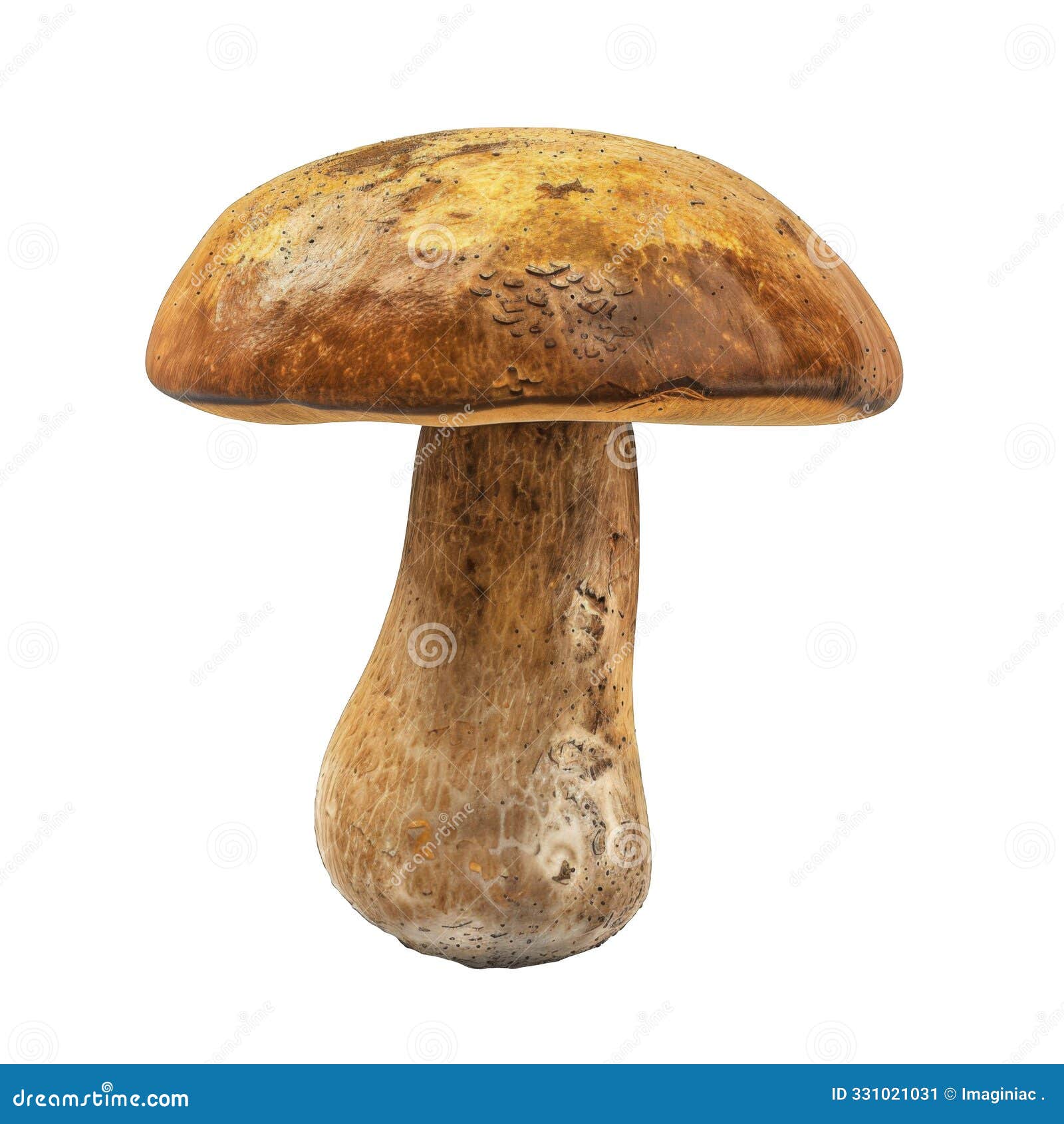 A Single Brown-Cap Mushroom with a Rounded Stem Stock Image ...