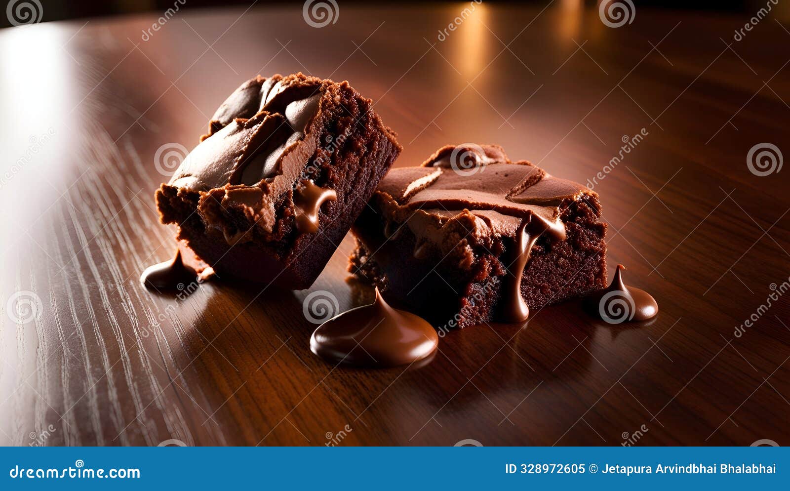 Single Brownie Covered in Chocolate Falling Onto Stock Image - Image of ...