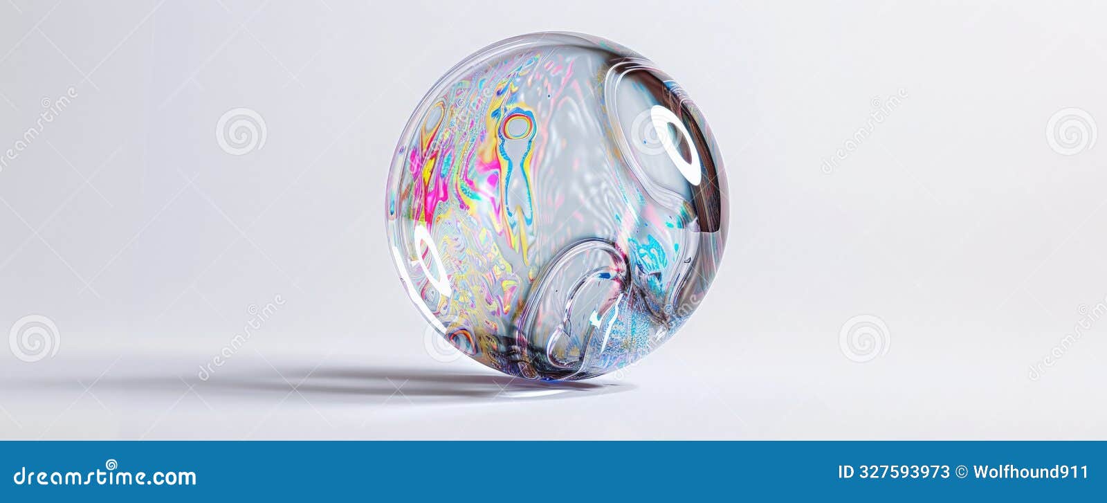 A Single Bubble with a Complex Pattern of Reflections on a Plain White ...